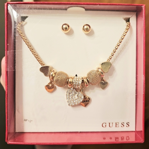 Guess | Jewelry | Guess Goldtone Necklace Earrings Set | Poshmark